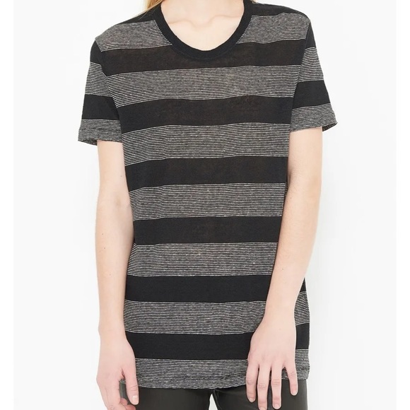 IRO | Tops | Iro Annette Linen Tee Shirt Black Striped Sz Small | Poshmark